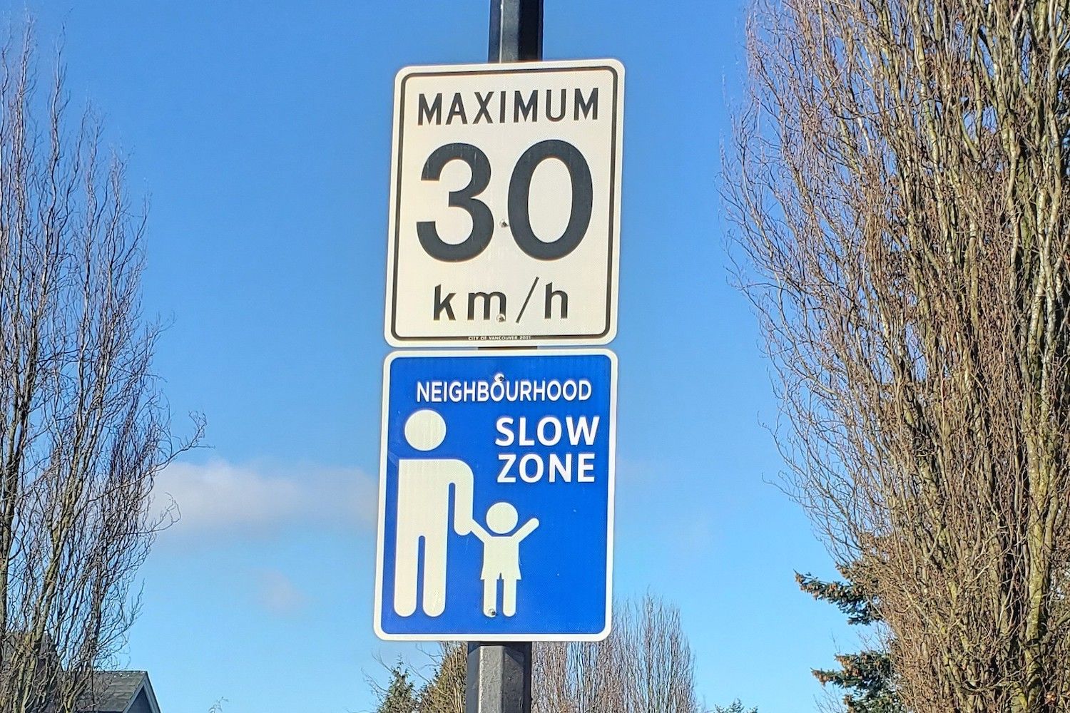The first of the new 30km/h 'slow zones' has popped up in Vancouver ...