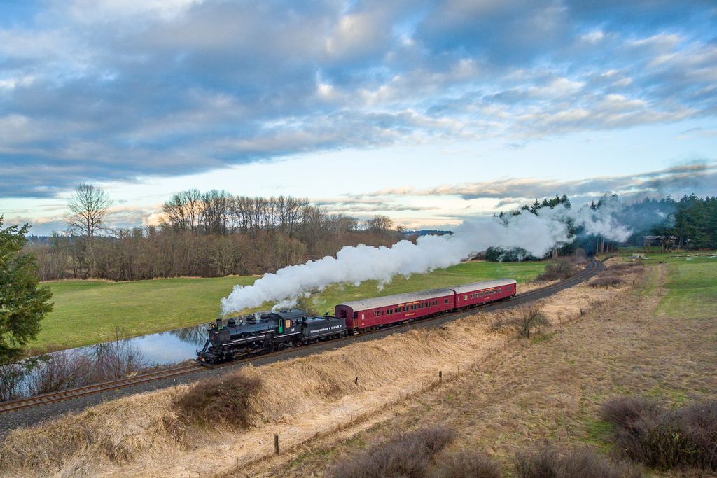 The Chehalis Centralia Railroad offers a historic steam-powered train ride