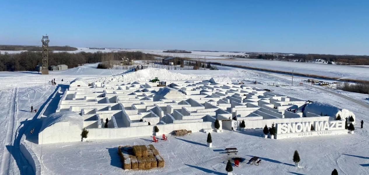 This Canadian town has the world's largest snow maze & it's quite the sight