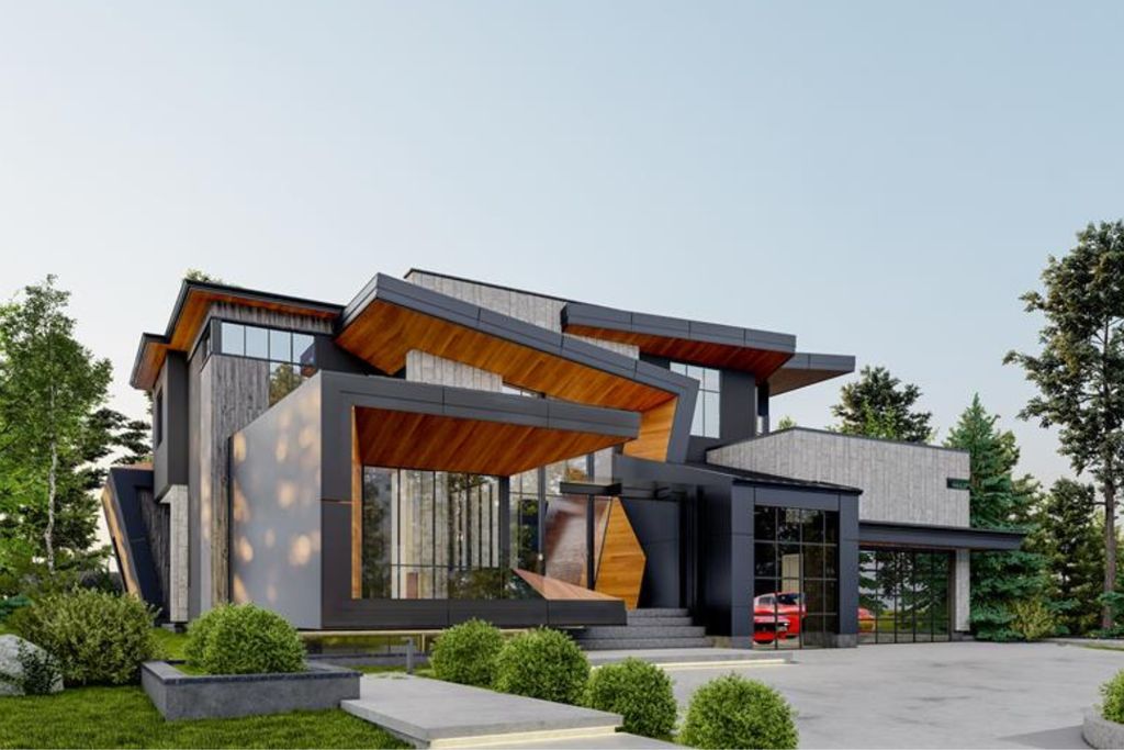 This contemporary Alberta mansion for sale has a pool & more