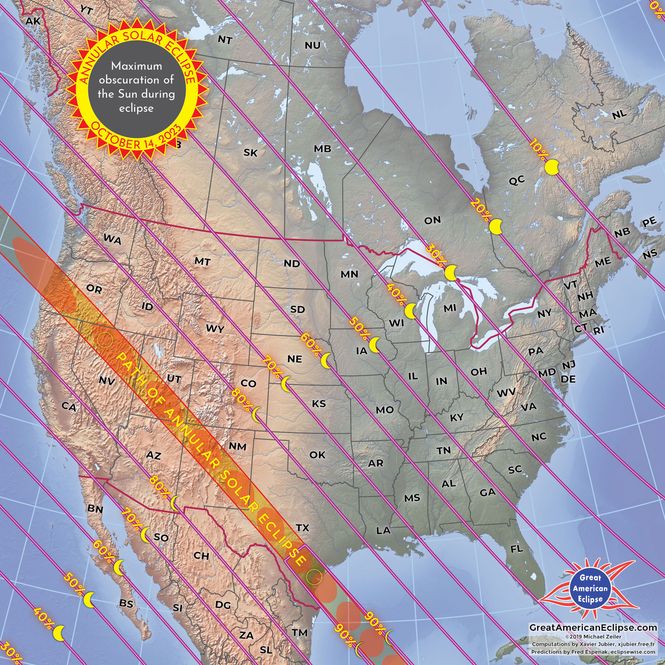 Annular Solar Eclipse viewable from Canada October 14th, 2023