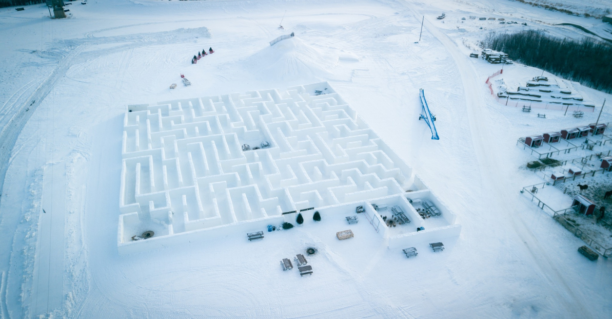 This small Canadian town has the world's largest snow maze