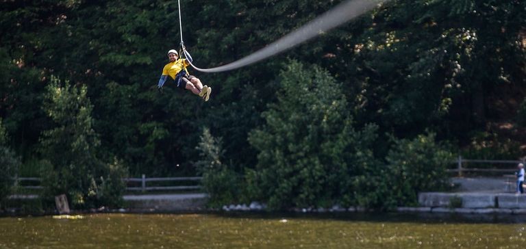 This Ontario waterfront park has twin zip lines & a big pool
